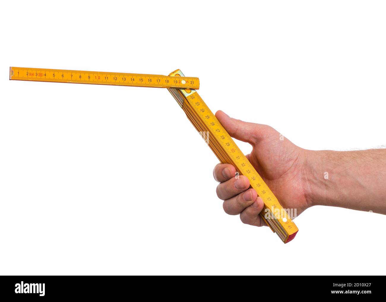 Male hand with wooden meter Stock Photo - Alamy