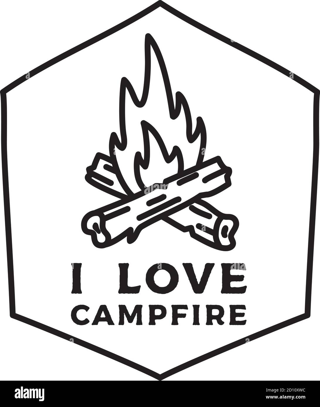Camping adventure emblem illustration design. Outdoor logo with bonfire ...