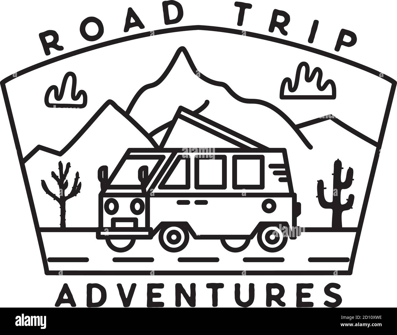 Vintage road trip journey badge illustration design. Outdoor emblem ...