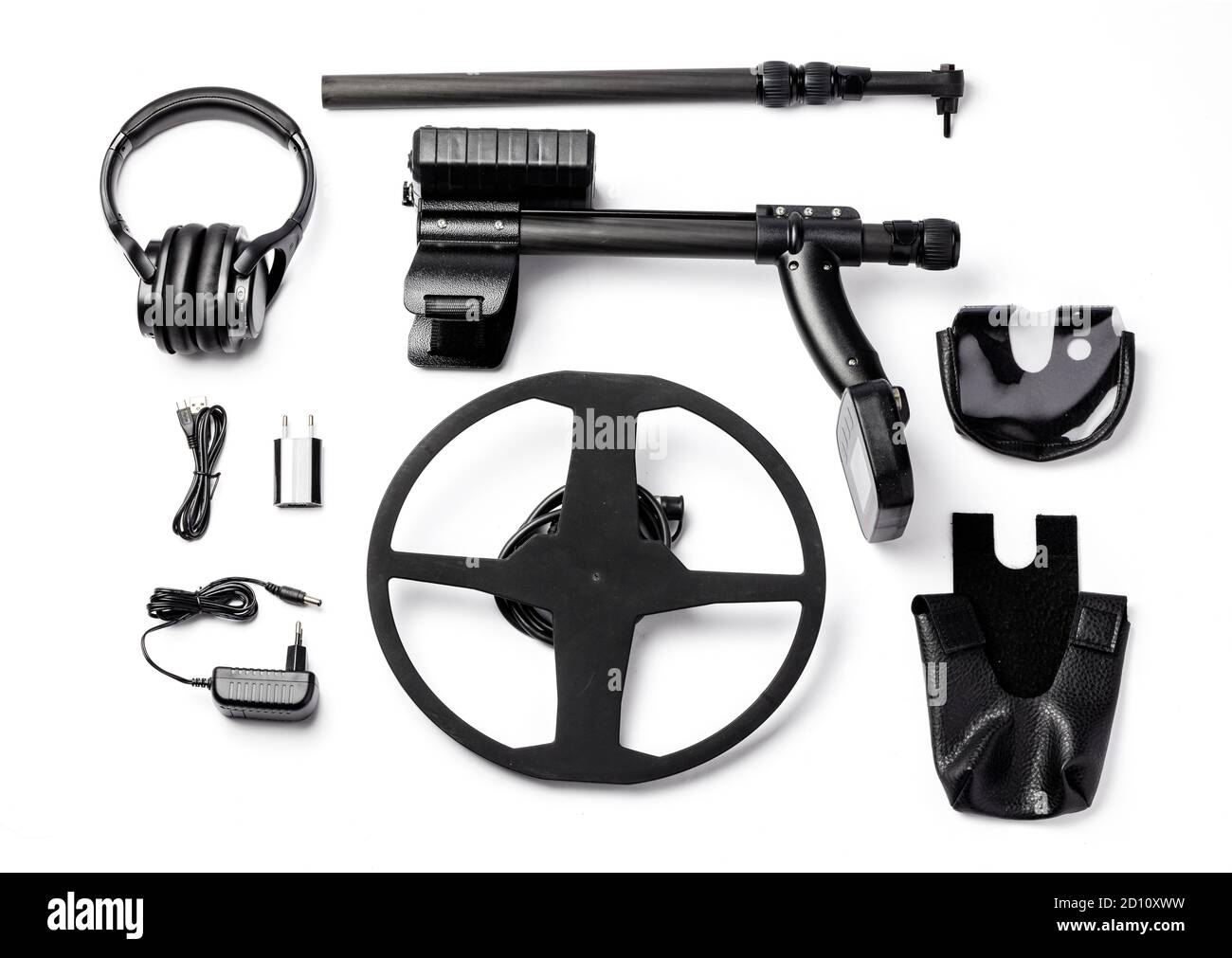 Metal detector parts isolated on white background Stock Photo - Alamy