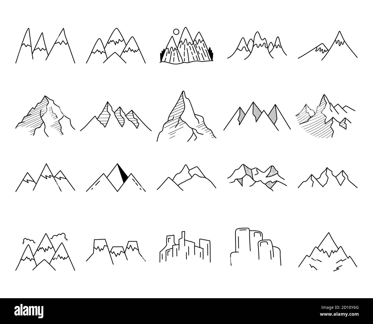 Simple vector mountains icons shapes set. Logo creation kit. Outdoor ...
