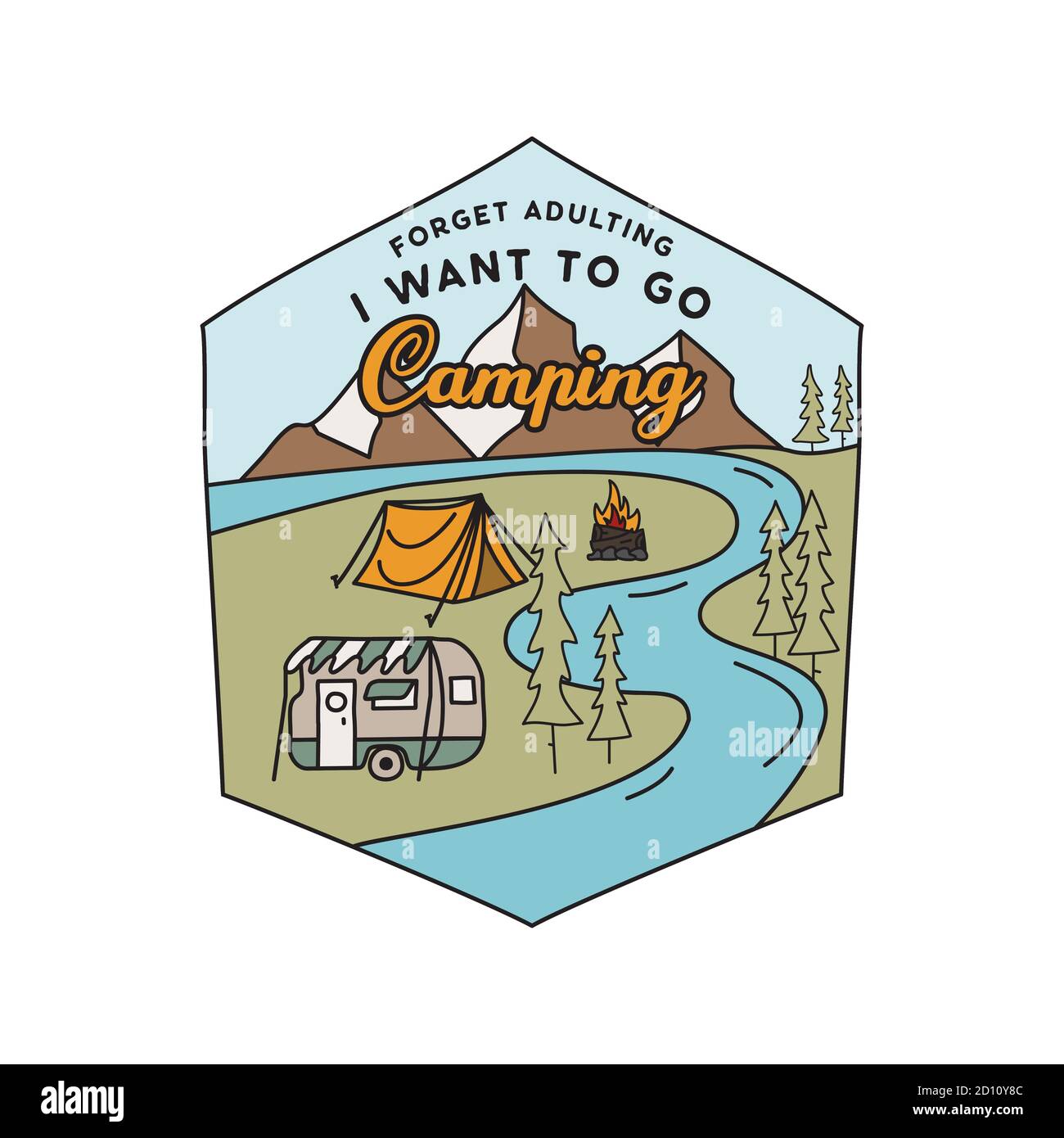 Vintage camping RV logo, adventure emblem illustration design. Outdoor ...