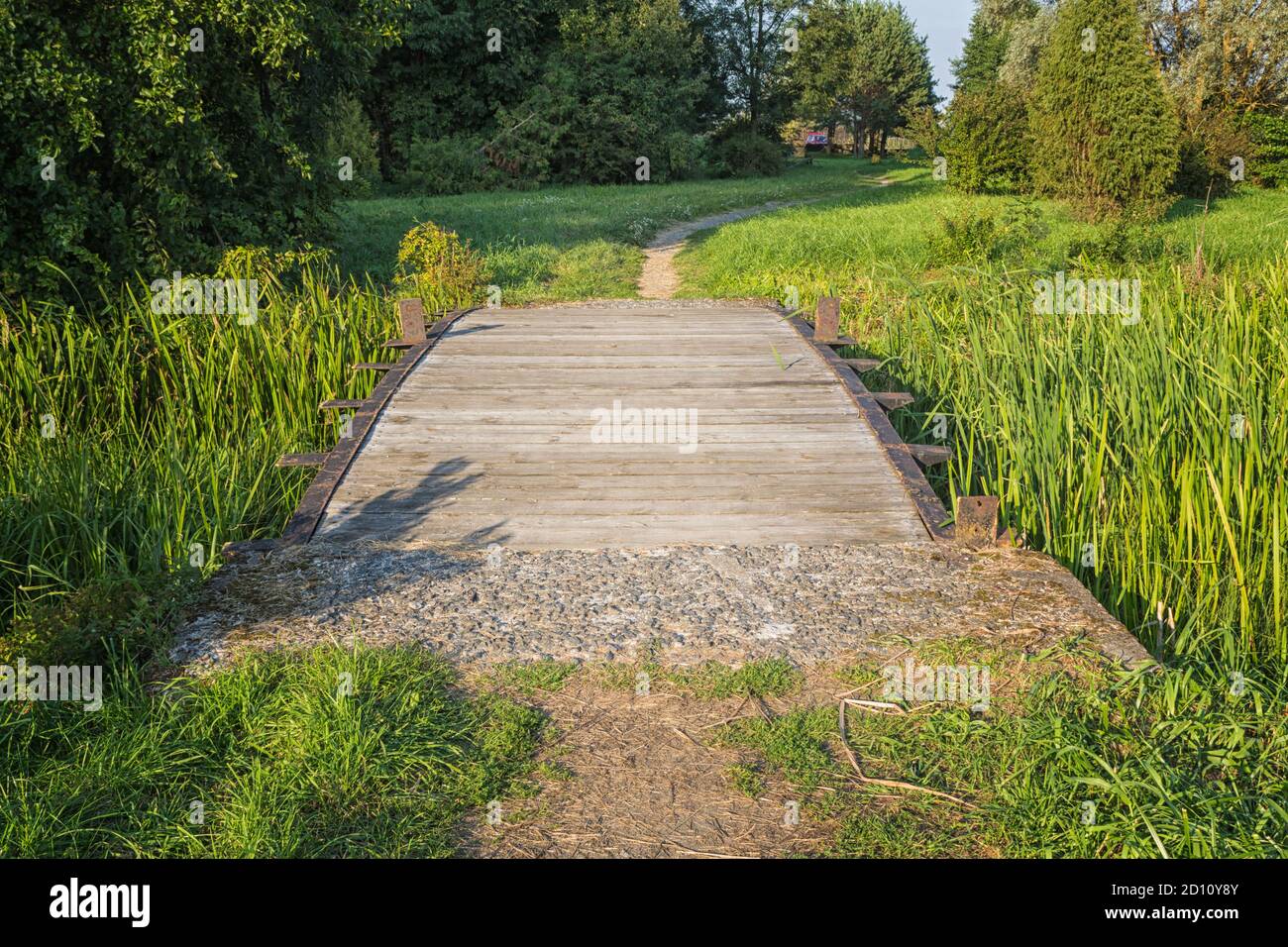 old wooden bridge in the park. Belarus Stock Photo - Alamy