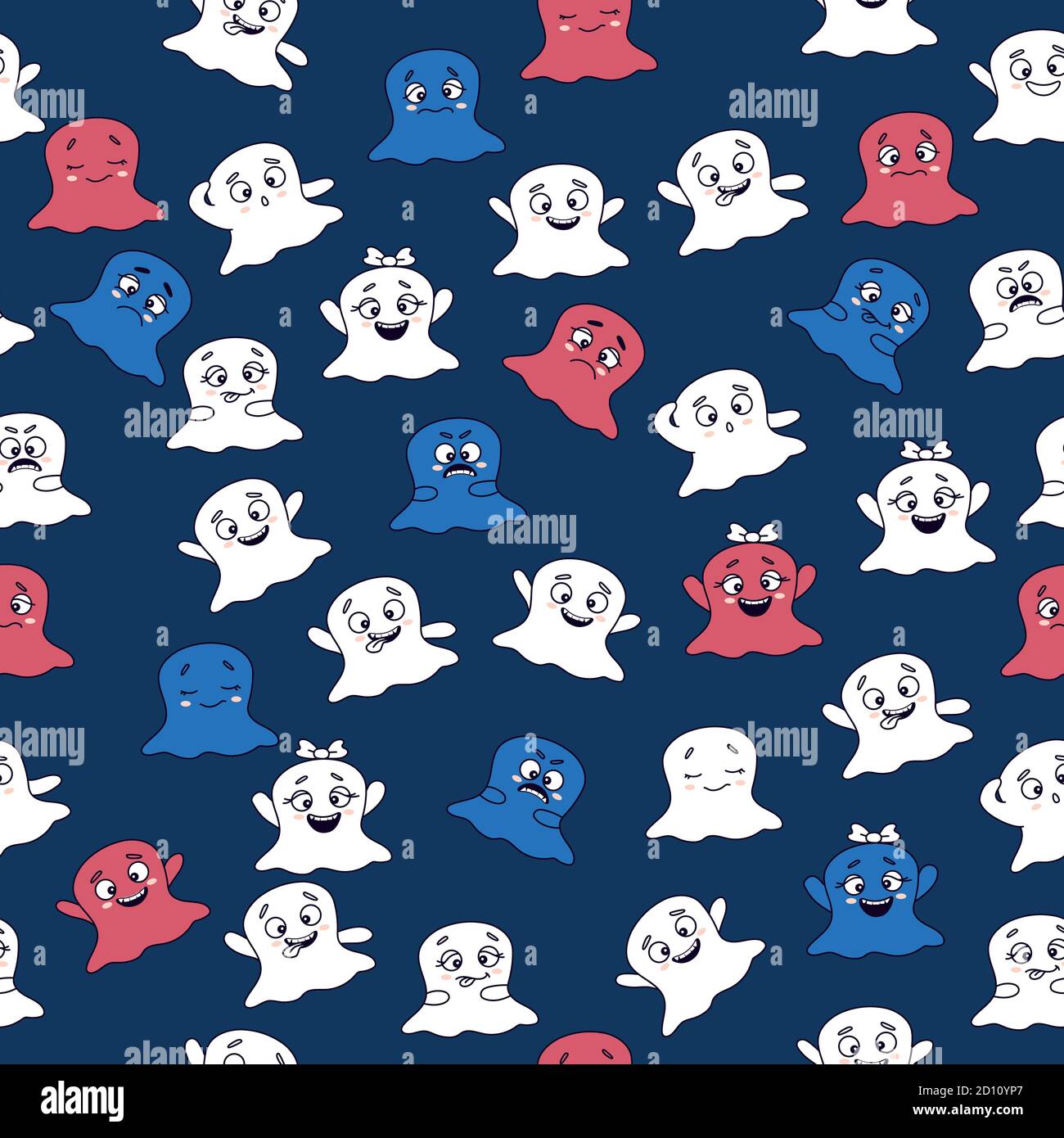 Halloween pattern. Seamless pattern with cute little cartoon ghosts ...