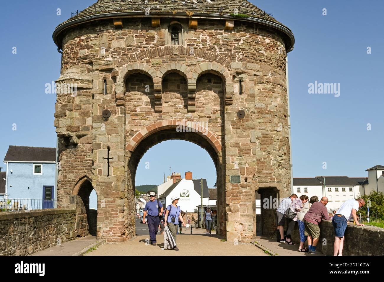 Monmouth, Wales - September 2020: Gate tower of the bridge over the ...