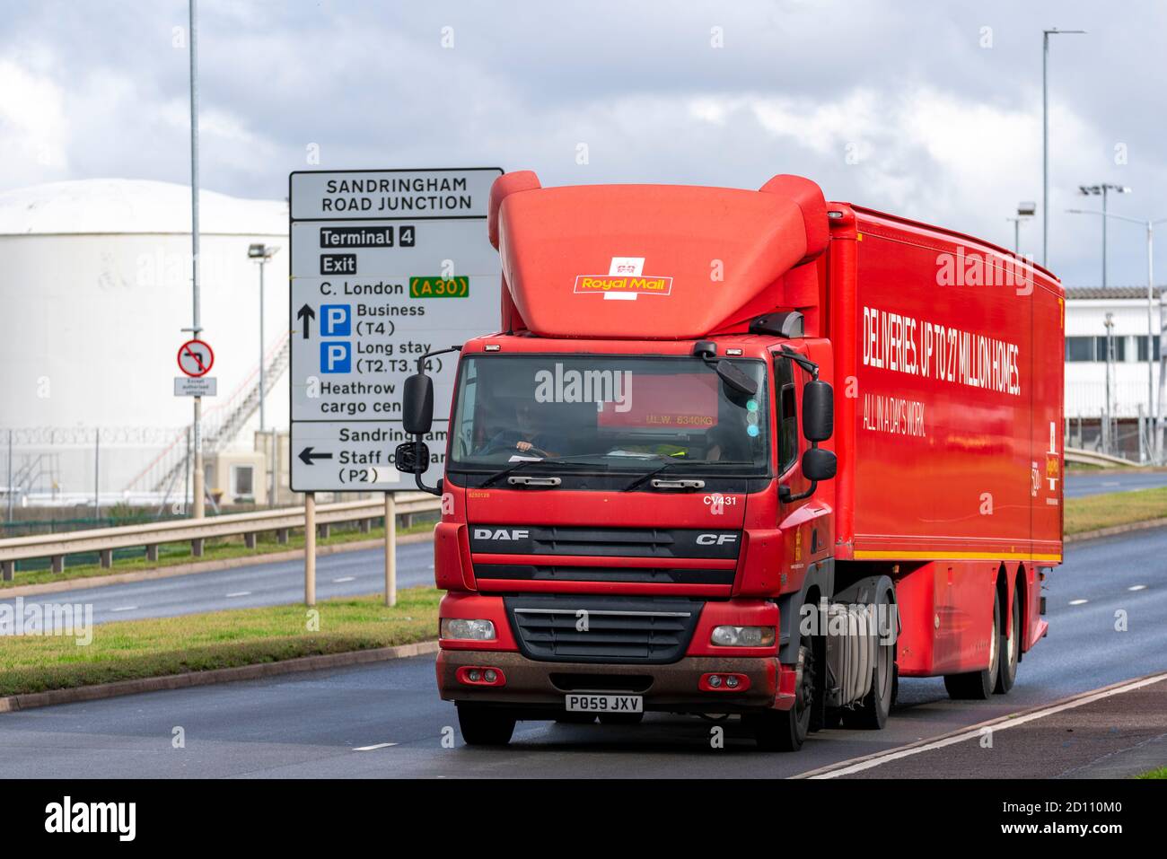 Royal Mail transport HGV, articulated lorry driving near London ...