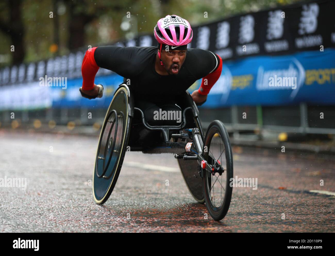 USA's James Senbeta in action during the Elite Wheelchair Race during ...