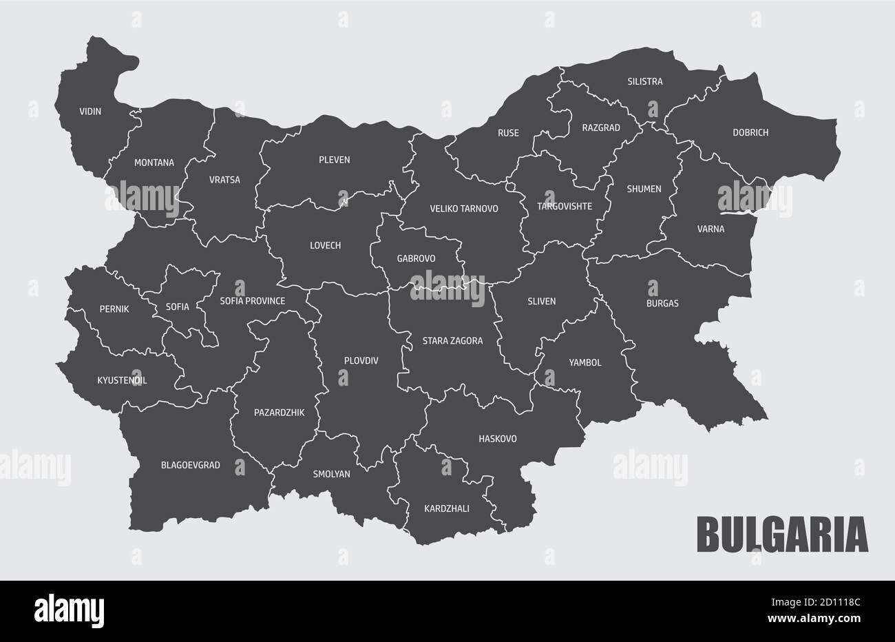 Bulgaria regions map Stock Vector Image & Art - Alamy