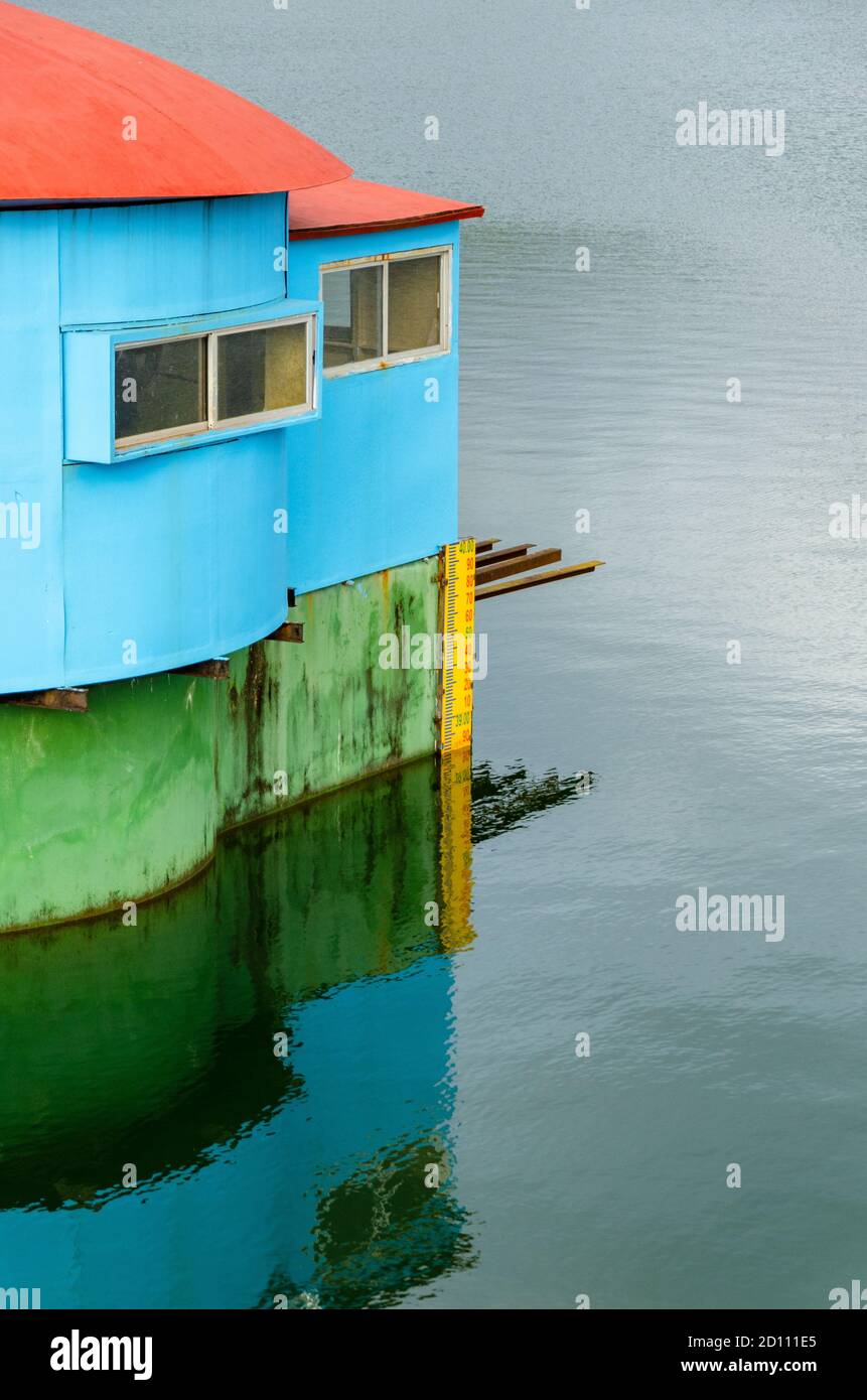 Scale showing the depth of water in Chapoli dam reservoir during ...
