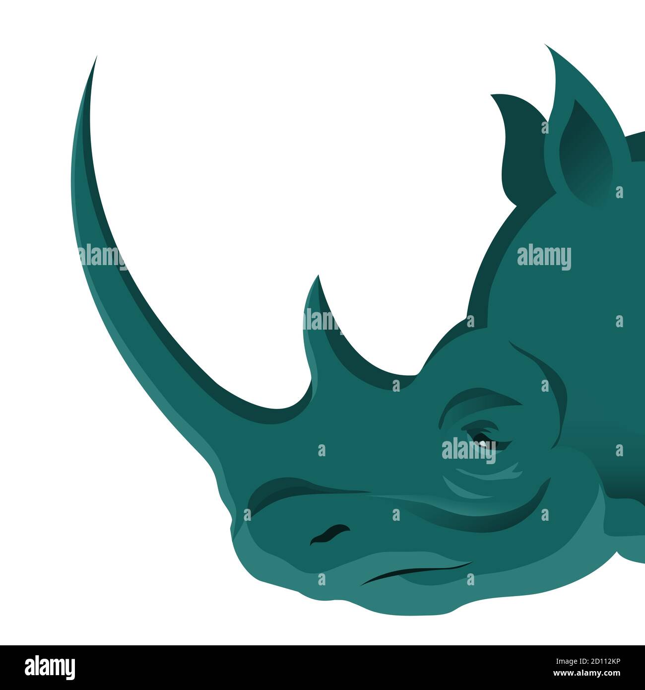 The head of a rhinoceros with a long horn. The herbivore of Africa ...