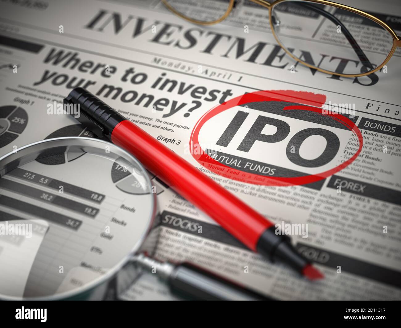 IPO Initial public offering concept. Where to Invest concept ...