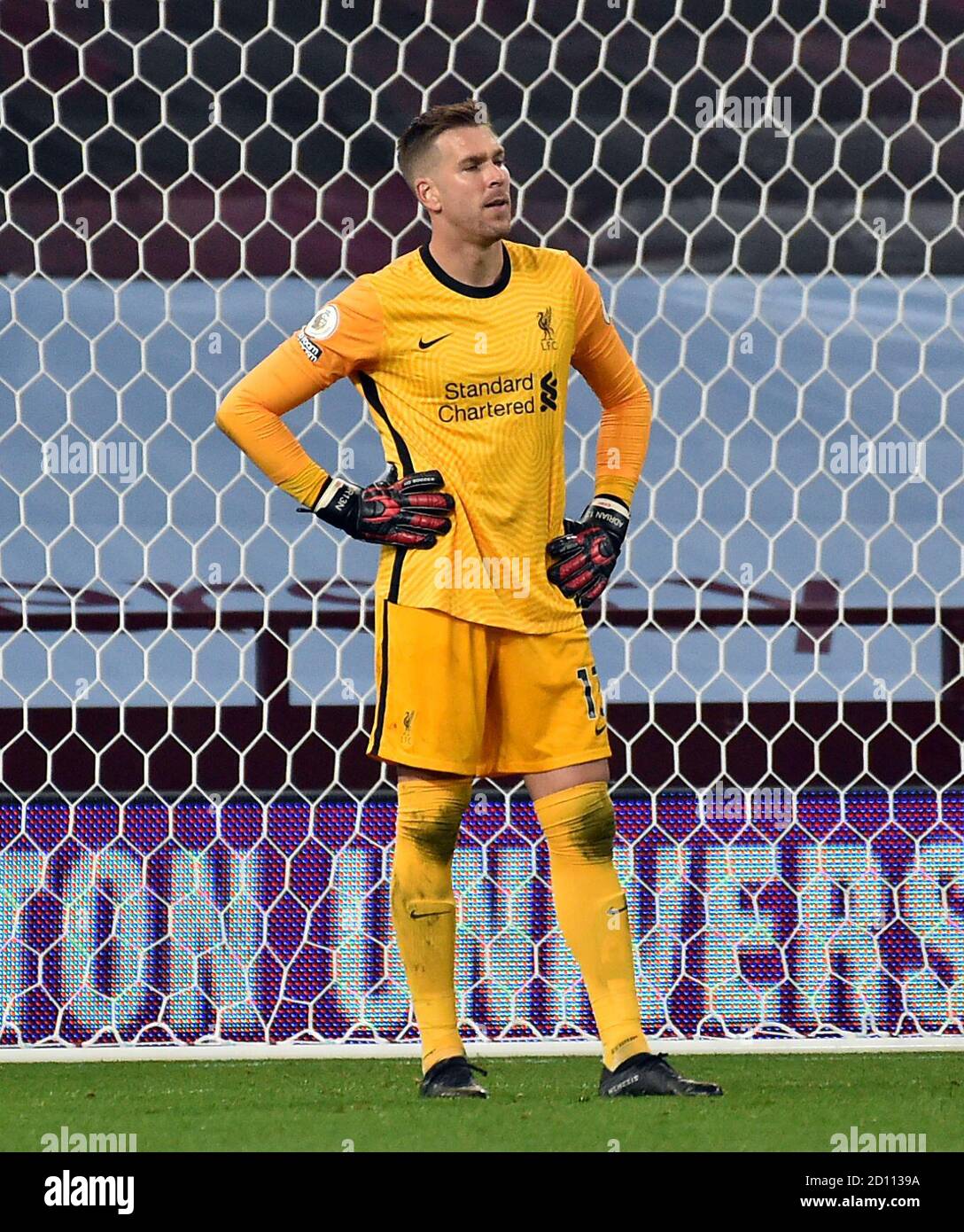 Liverpool goalkeeper Adrian reacts after conceding a seventh goal ...