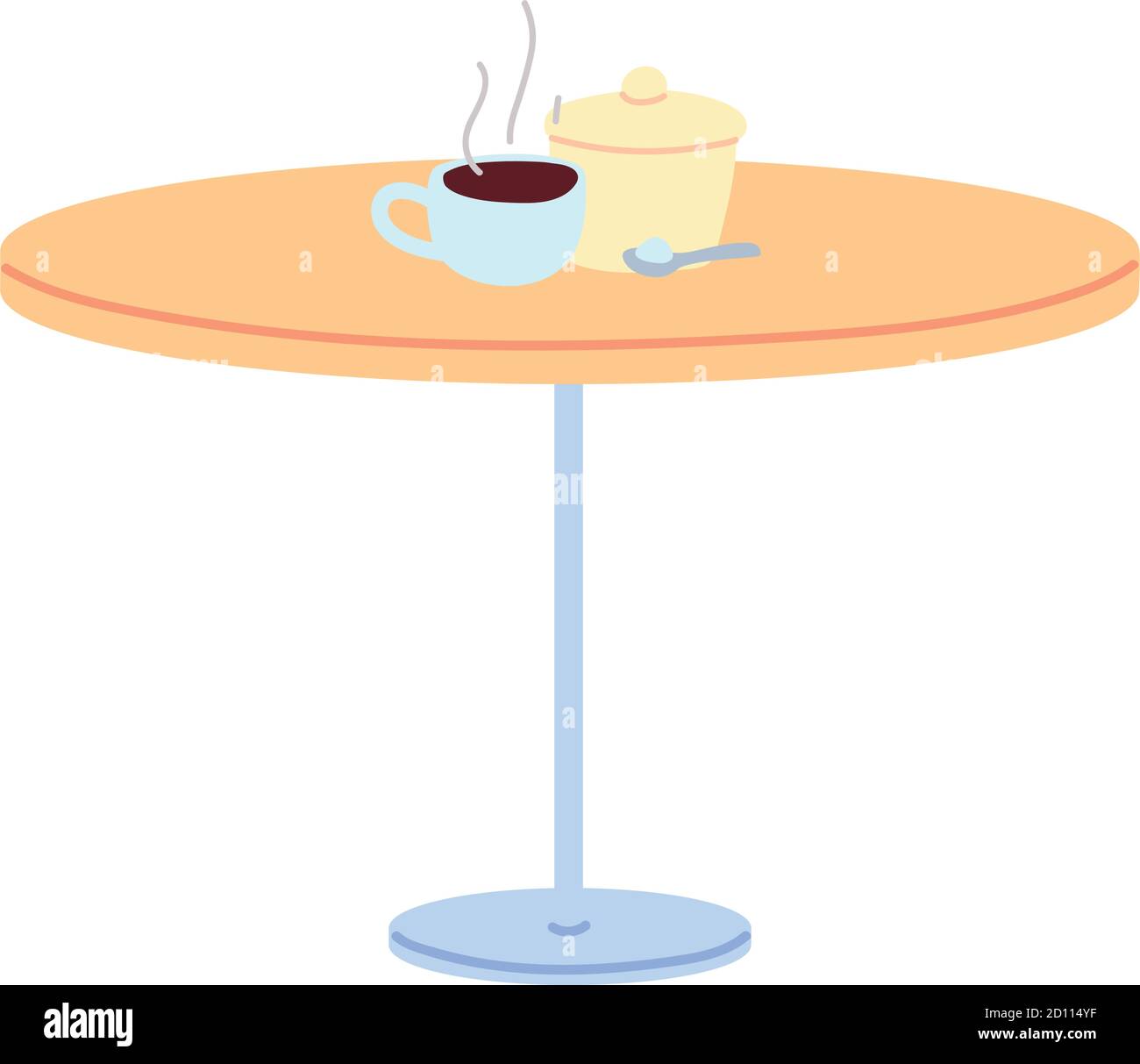 restaurant table with hot coffee on white background vector ...