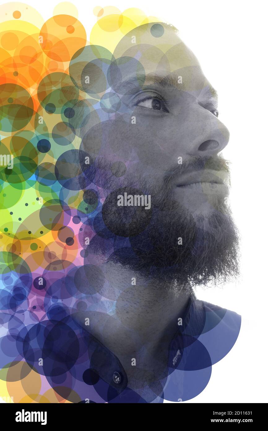 A portrait combined with a digital illustration Stock Photo - Alamy