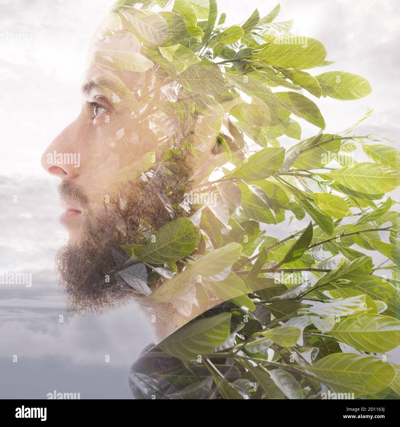 Surreal creative double exposure portrait Stock Photo - Alamy