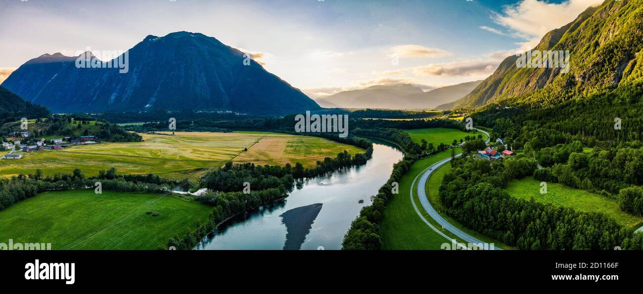 Rauma river valley near Soggebru camping, Norway Stock Photo - Alamy