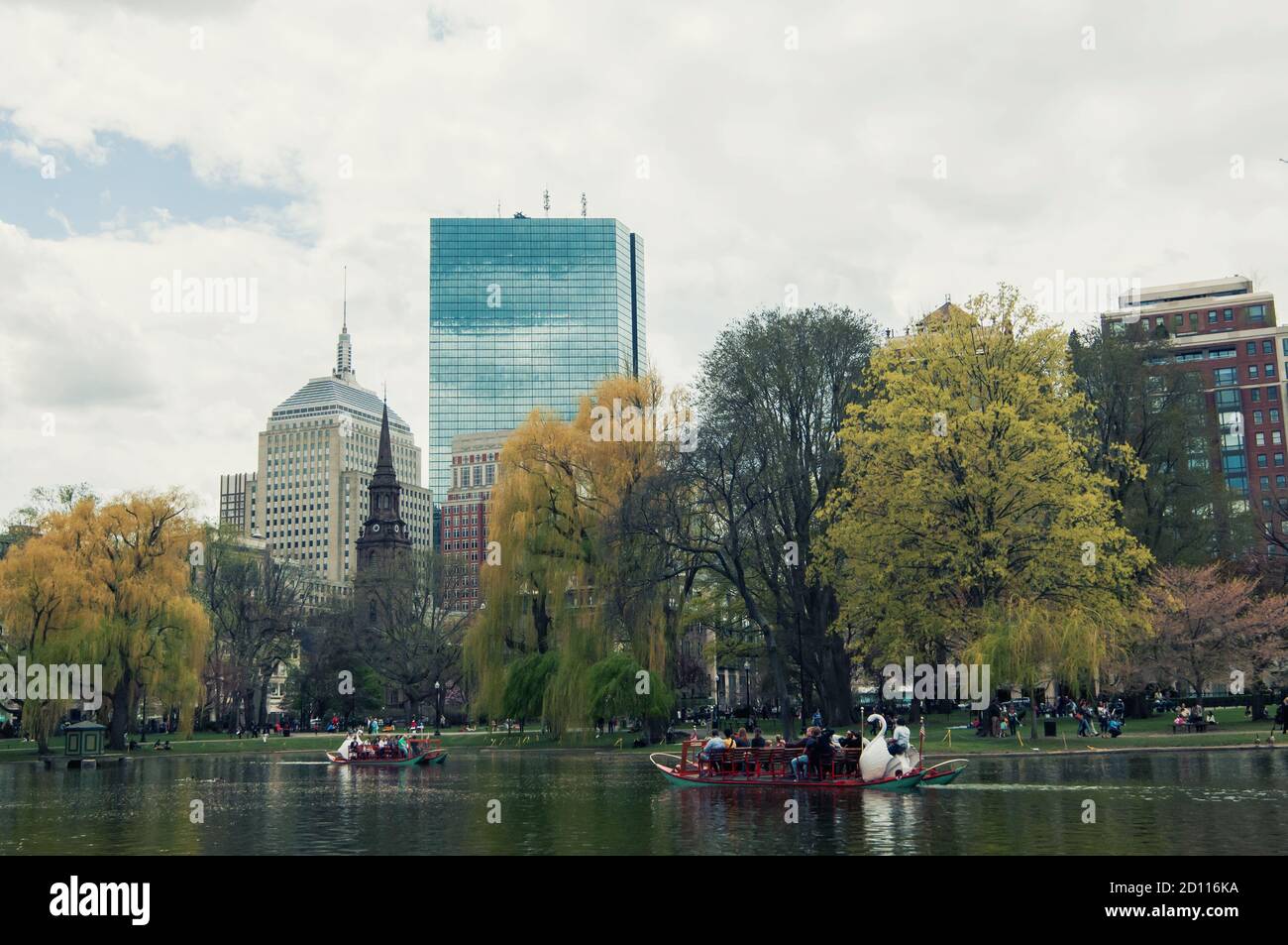 Boston Common and a view of Boston downtown Stock Photo - Alamy
