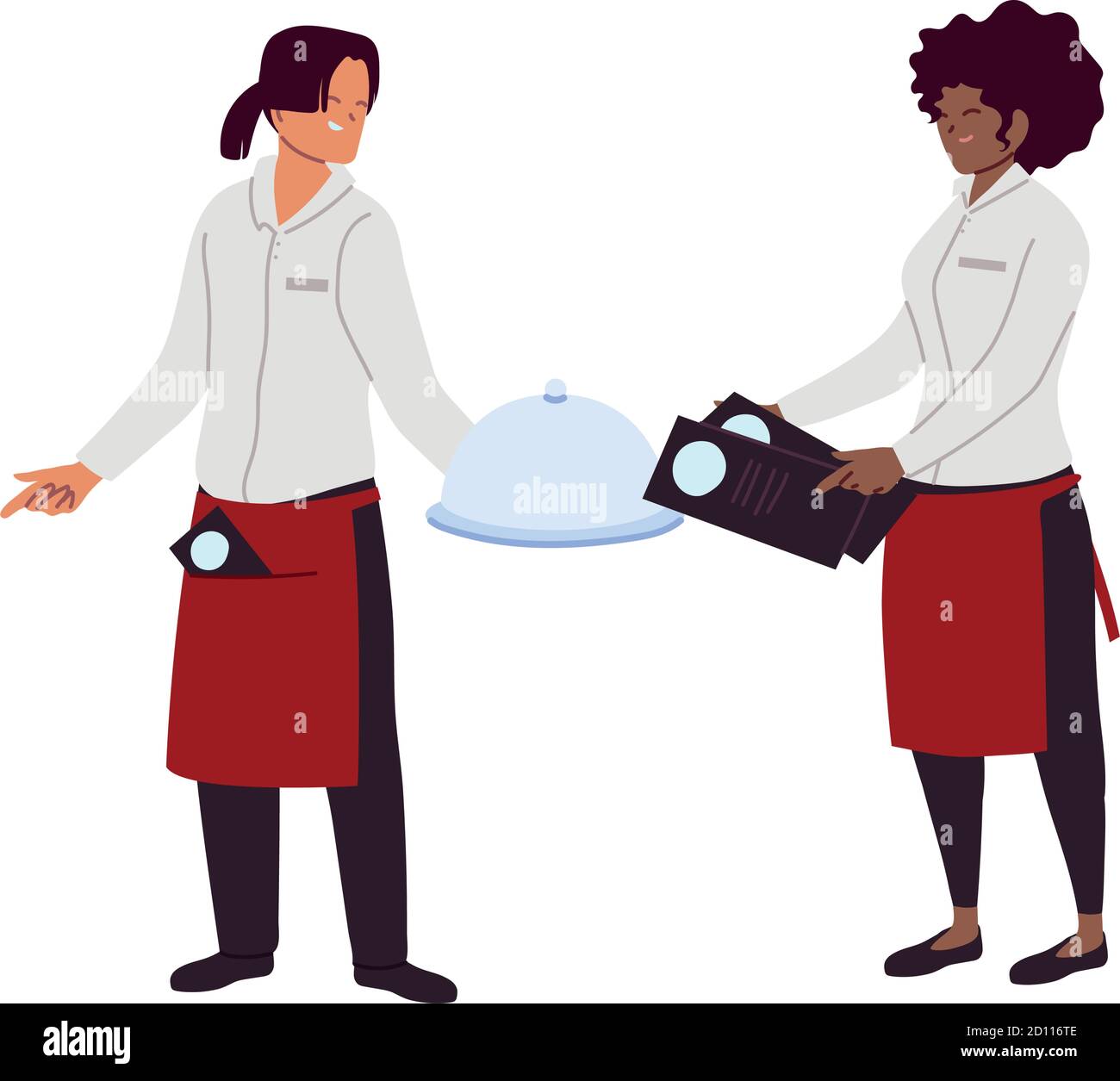 Waitress and waiter in uniform in restaurant vector illustration design ...