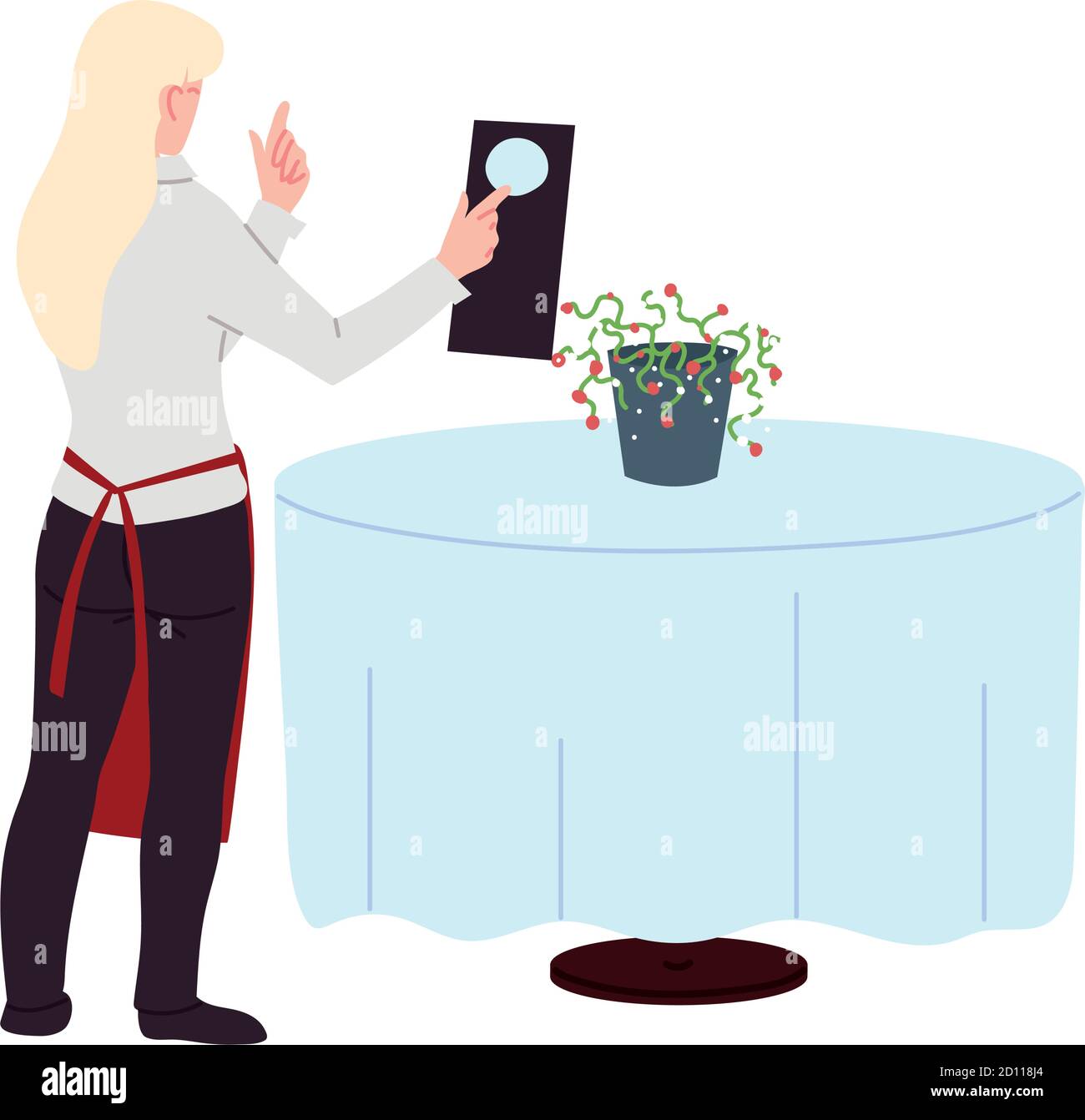 waitress with uniform and menu in hand in the restaurant vector ...