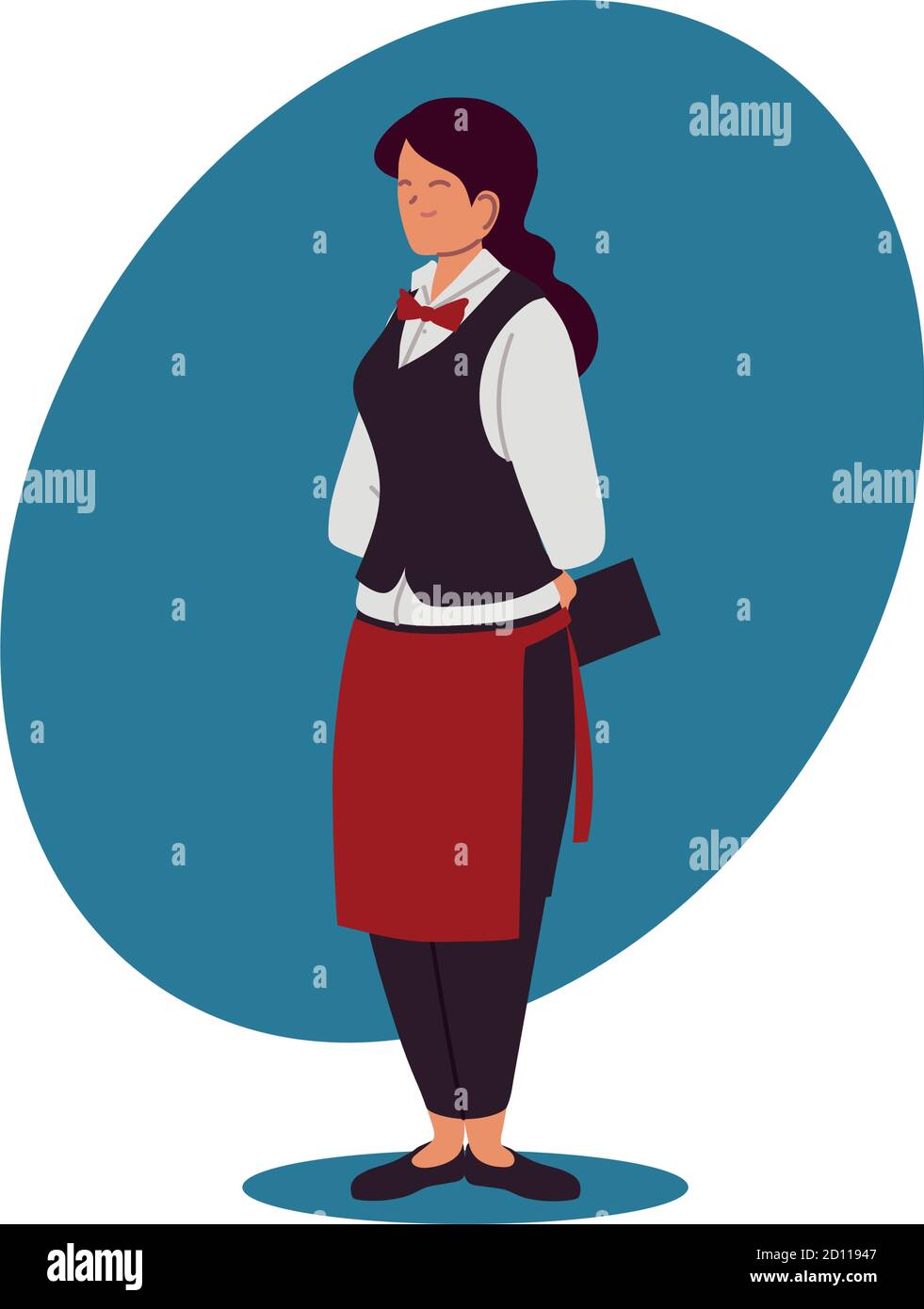 woman waitress with uniform and happy vector illustration design Stock ...