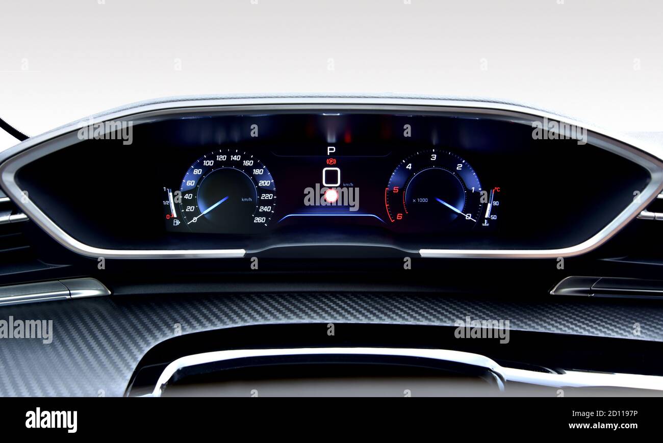Car illuminated dashboard, part of the interior of the car Stock Photo ...