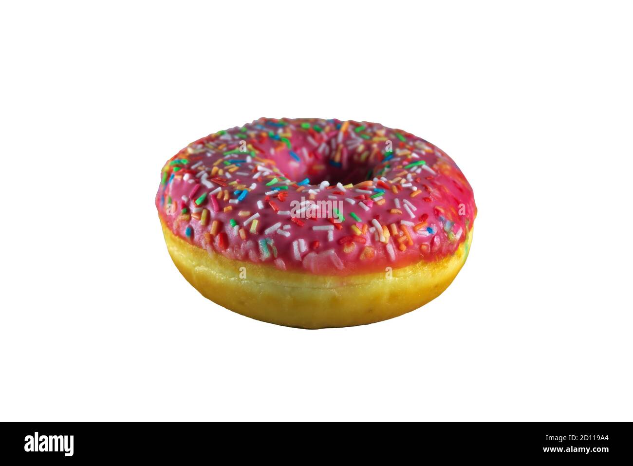 Donut with sprinkles isolated on white background top view Stock Photo ...
