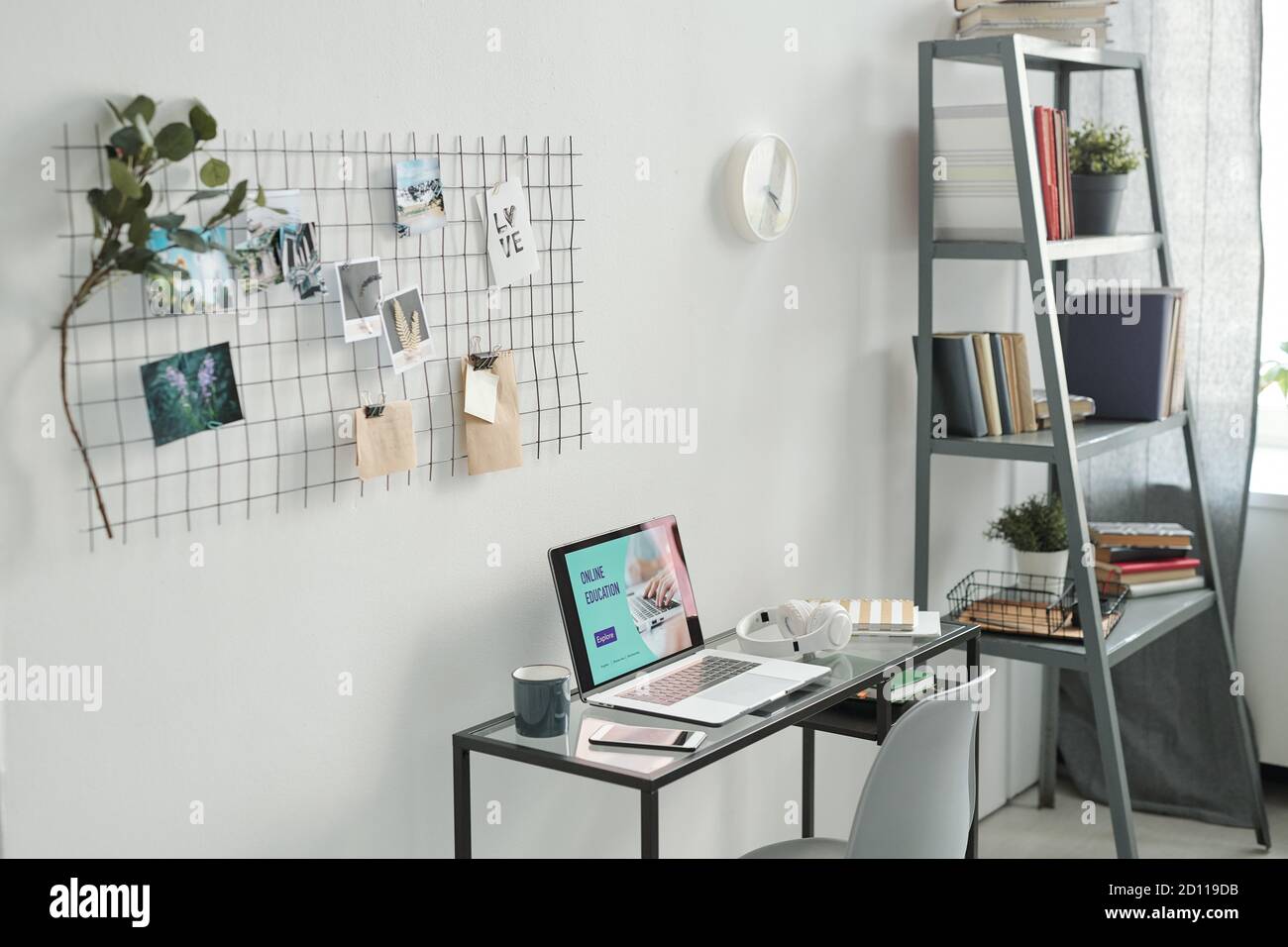 Workplace of contemporary young student consisting of educational ...