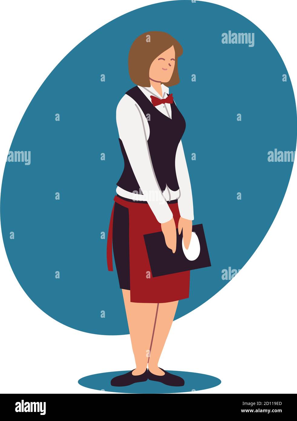 waitress with the menu in hand vector illustration design Stock Vector ...