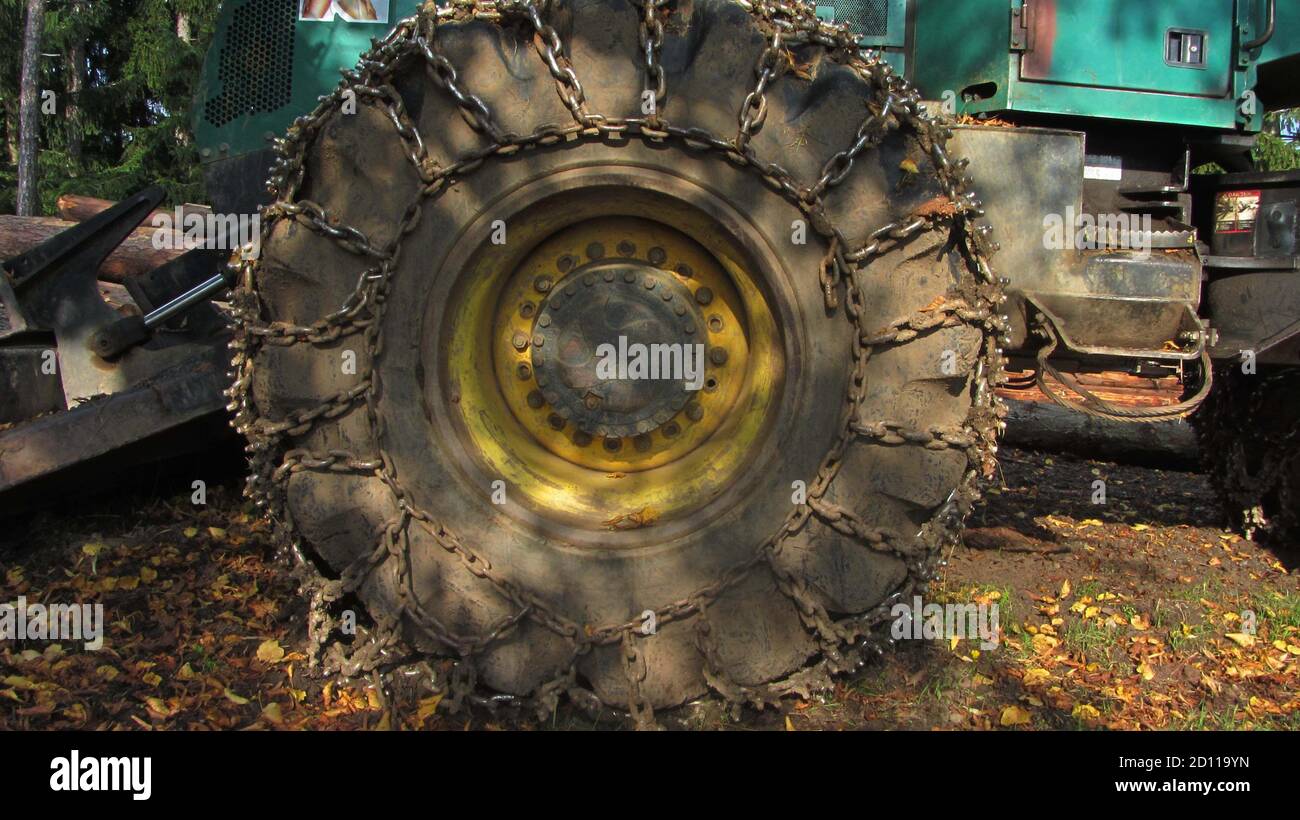 big tires of commercial vehicles in transportation and vehicle traffic ...