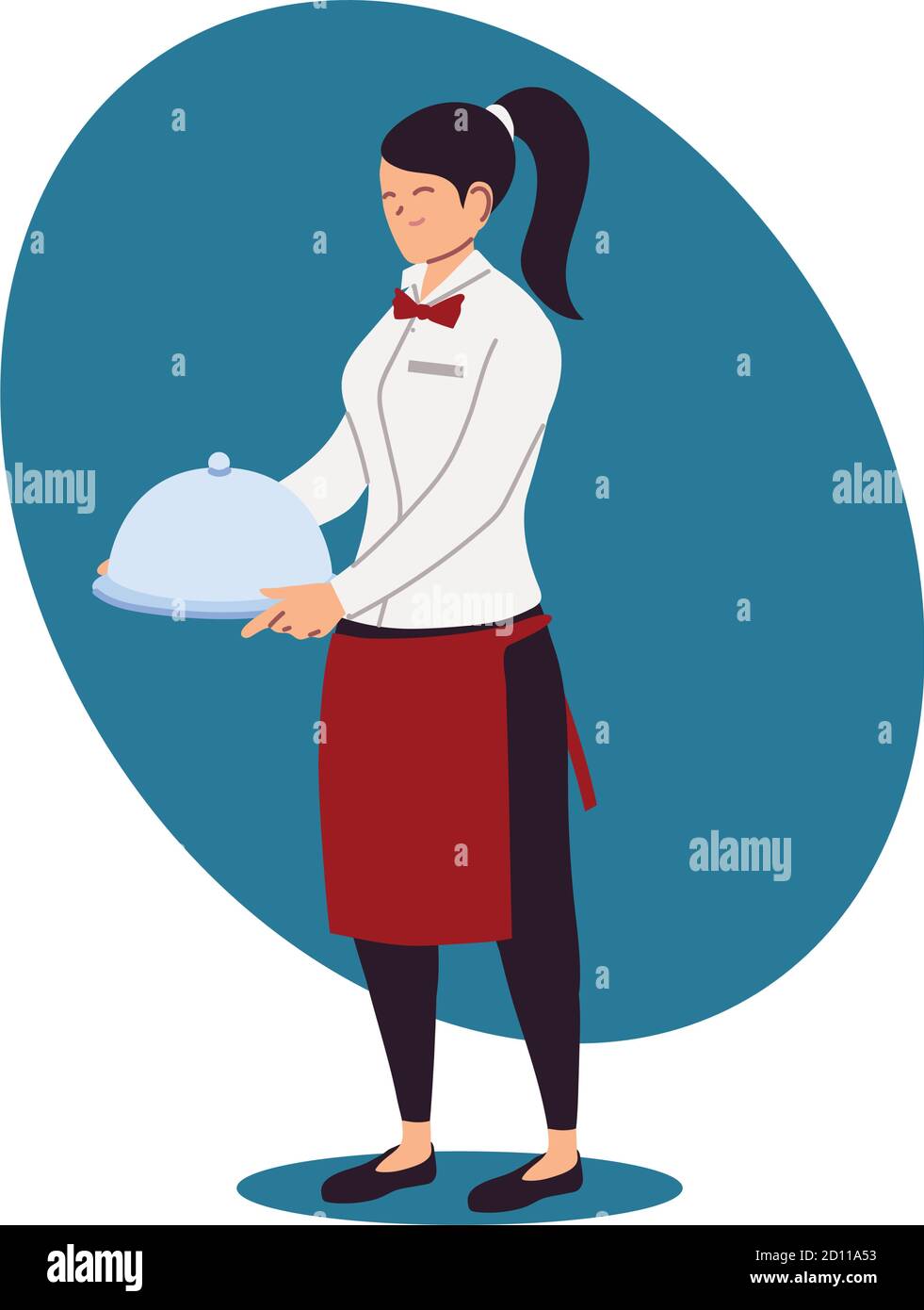 Waitress carrying tray beer Cut Out Stock Images & Pictures - Alamy