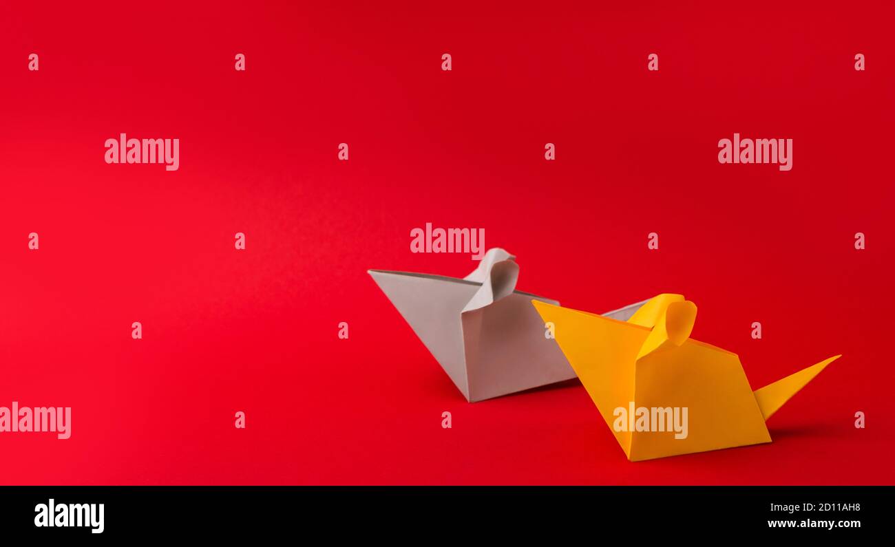 Chinese zodiac symbol of 2020 on red background Stock Photo - Alamy
