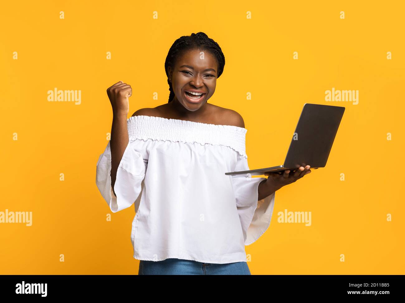 Luck win excited young lady hi-res stock photography and images - Alamy