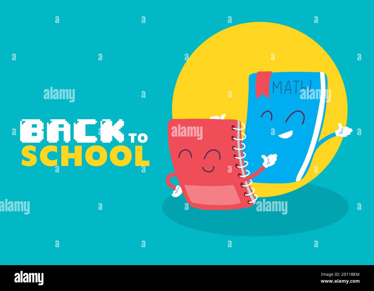 notebook and math book cartoon design, Back to school eduacation class ...