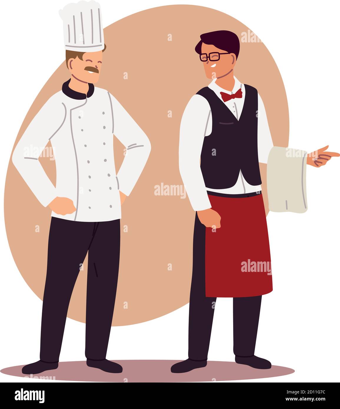 cook professional and waiter with uniform vector illustration design ...