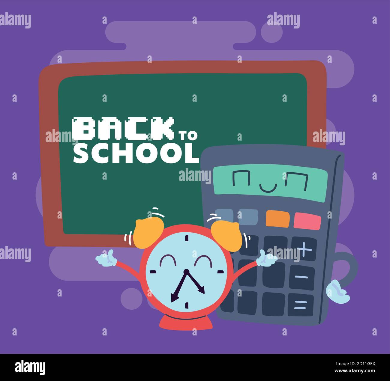 calculator and clock cartoon design, Back to school eduacation class ...
