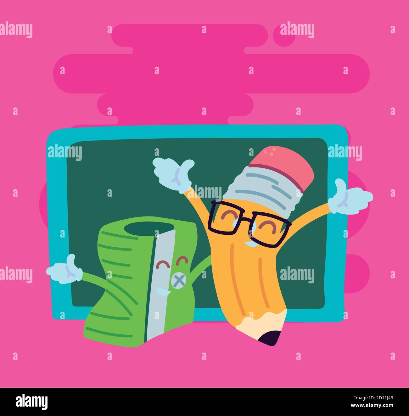 pencil and sharpener cartoon design, Back to school eduacation class ...