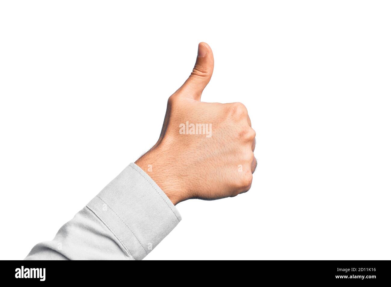 Hand of caucasian young man showing fingers over isolated white ...