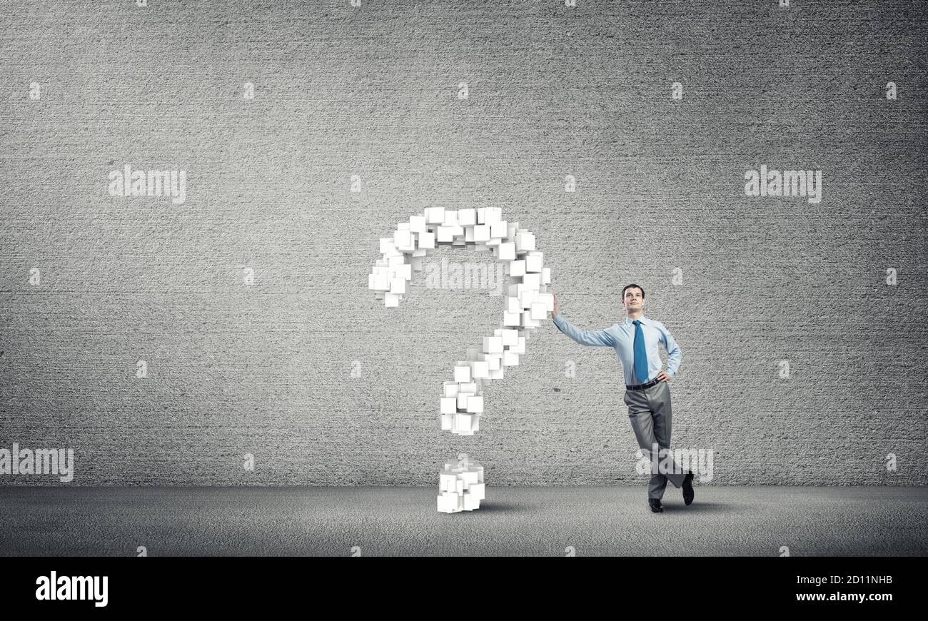 Man and big question mark Stock Photo - Alamy