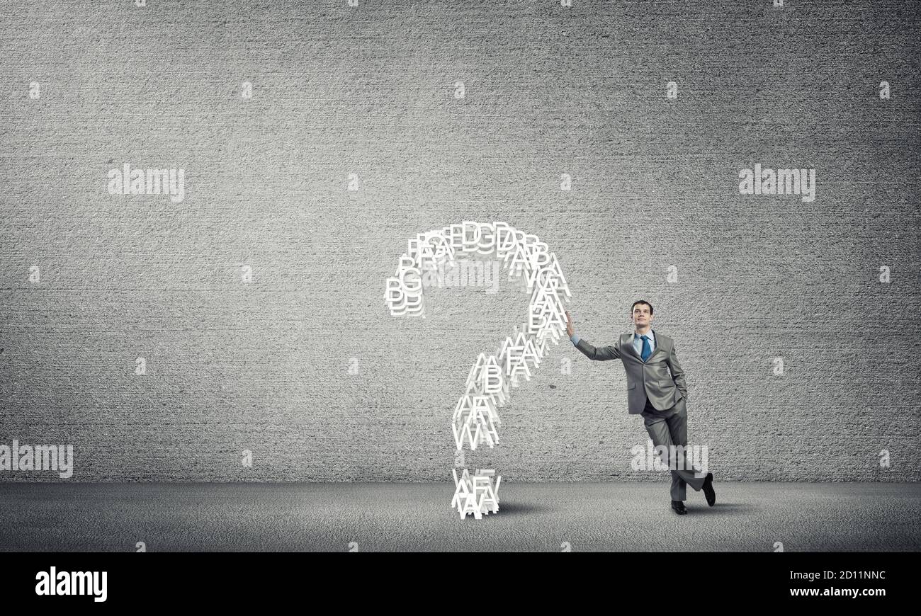 Man and big question mark Stock Photo - Alamy