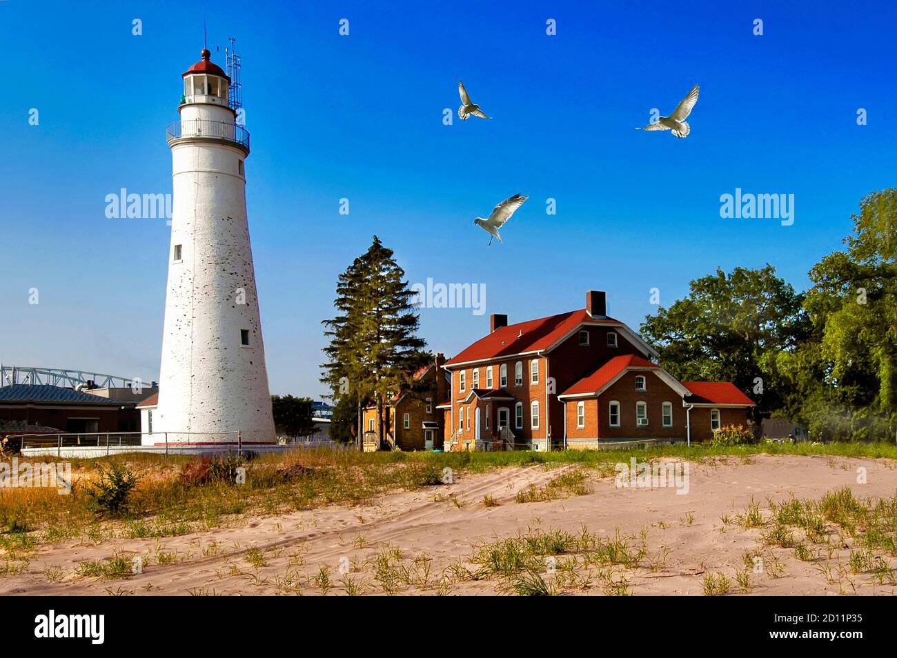 Ft. Gratiot lighthouse at port huron, michgian Stock Photo - Alamy