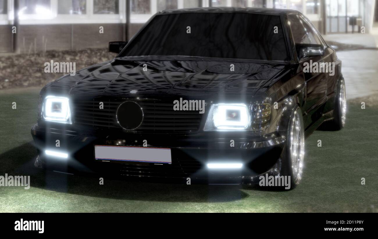 BLACK CAR RENDER Stock Photo - Alamy