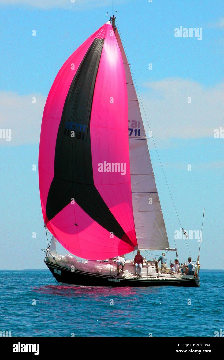 Sailboating with spinnakers on Lake Huron at Port Huron Michigan Stock ...