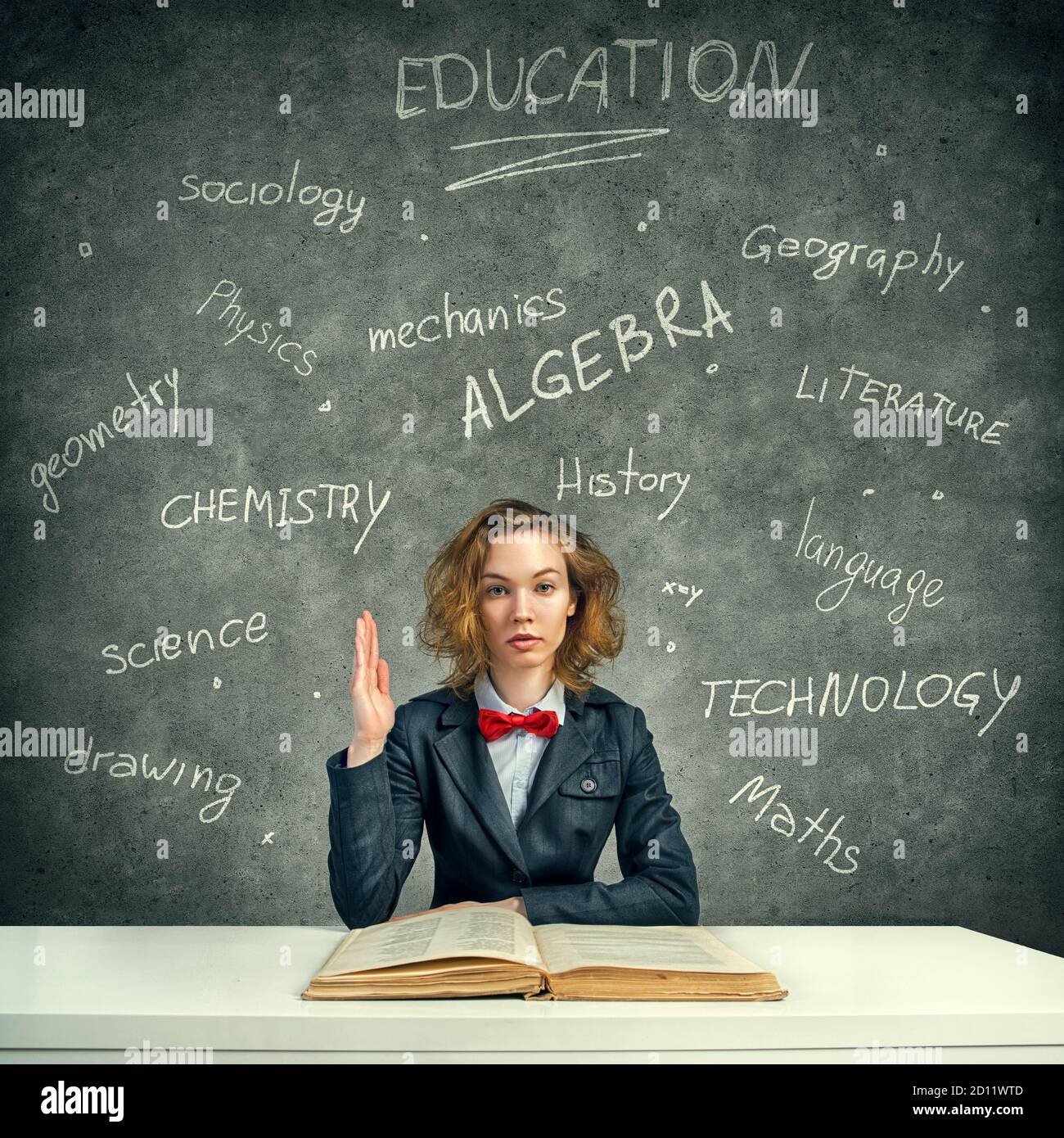 She is studying hard Stock Photo - Alamy