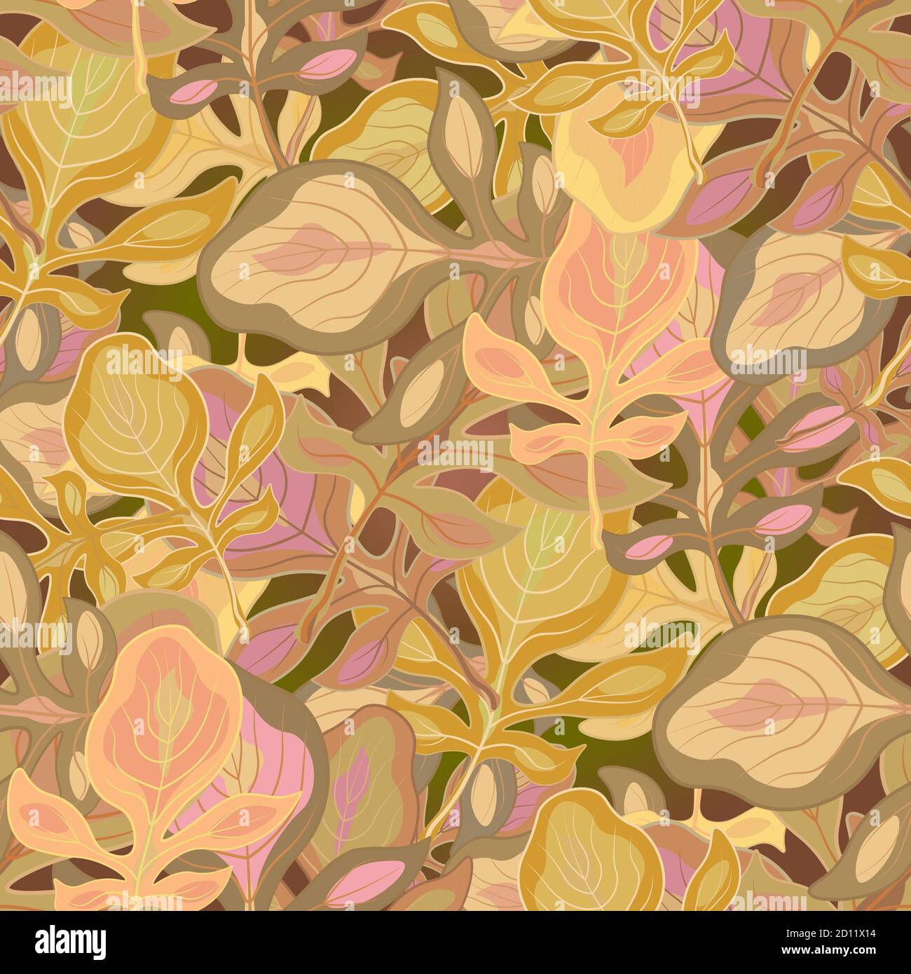 autumn leaves seamless pattern on gradient background Stock Vector ...