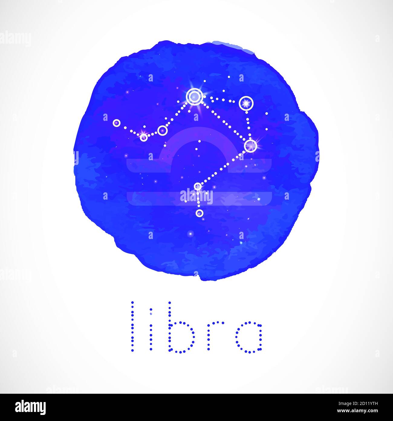 Vector illustration with Zodiac sign and constellation LIBRA on a ...