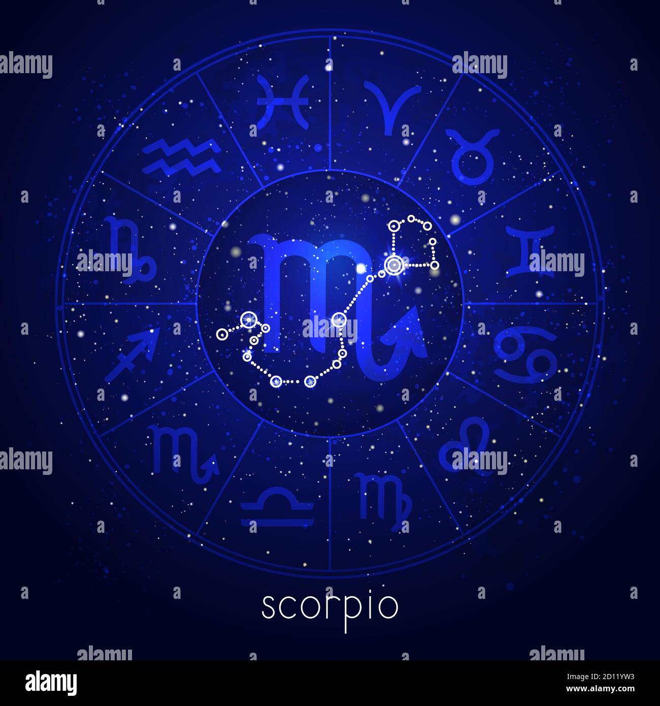 Zodiac sign and constellation SCORPIO with Horoscope circle and sacred ...