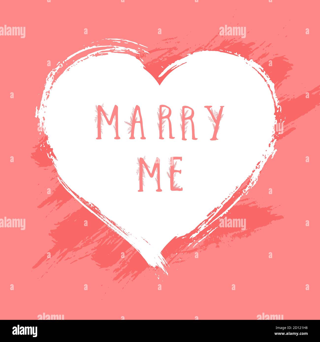 Vector illustration with hand drawn text MARRY ME and grunge heart on ...