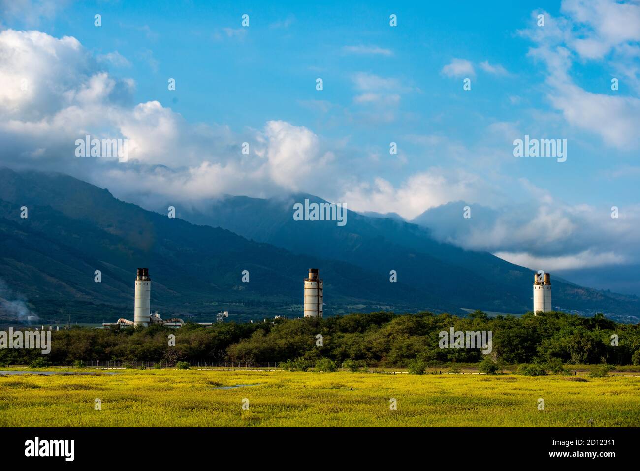 Maui, Hawaii. Stacks from the Maui Electric Co.’s Maalaea Generating ...