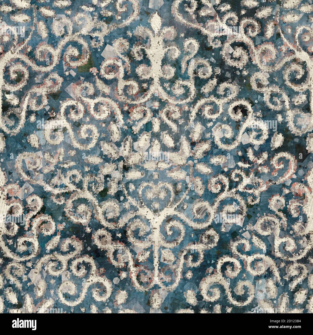 Chic formal grungy damask texture seamless pattern Stock Photo - Alamy