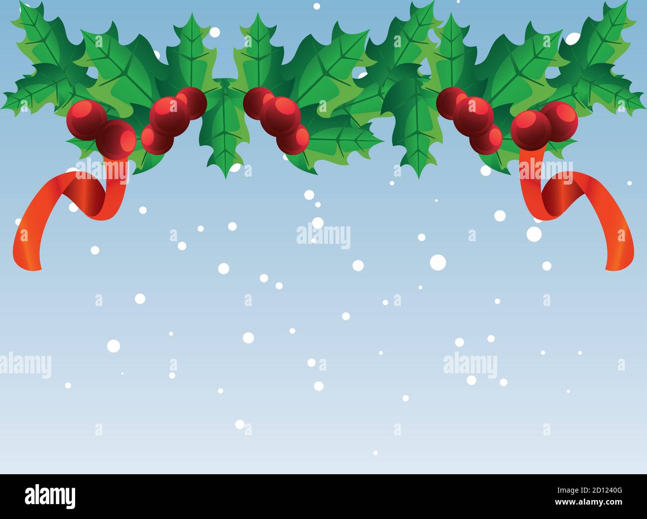 christmas banner with decorative garland, holly berry vector ...